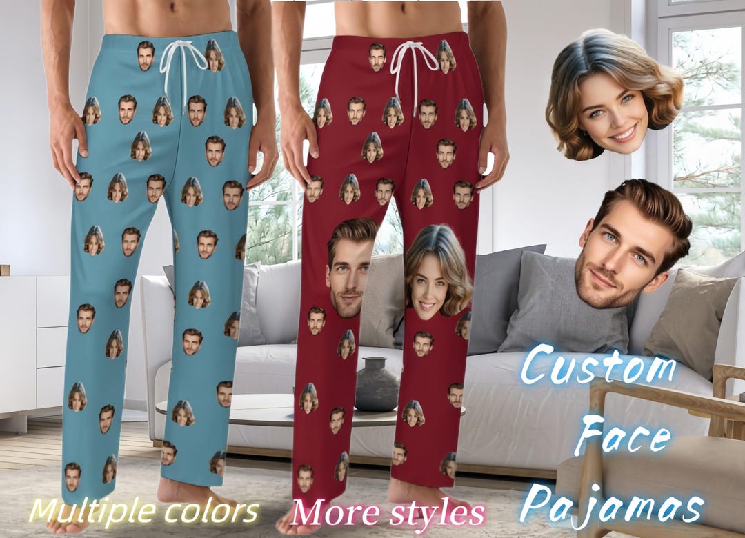 Custom Pajama Pants, Custom Face Pajamas, Personalized Pajamas, Faces ...