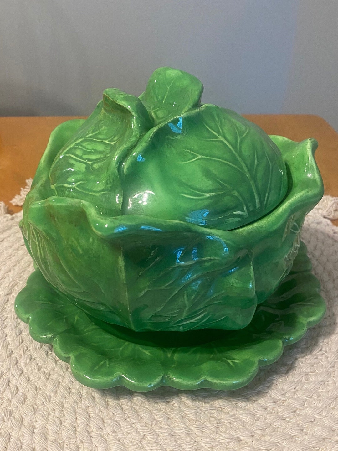 Vintage Green Ceramic Lettuce Cabbageware Serving Tureen After Dodie ...