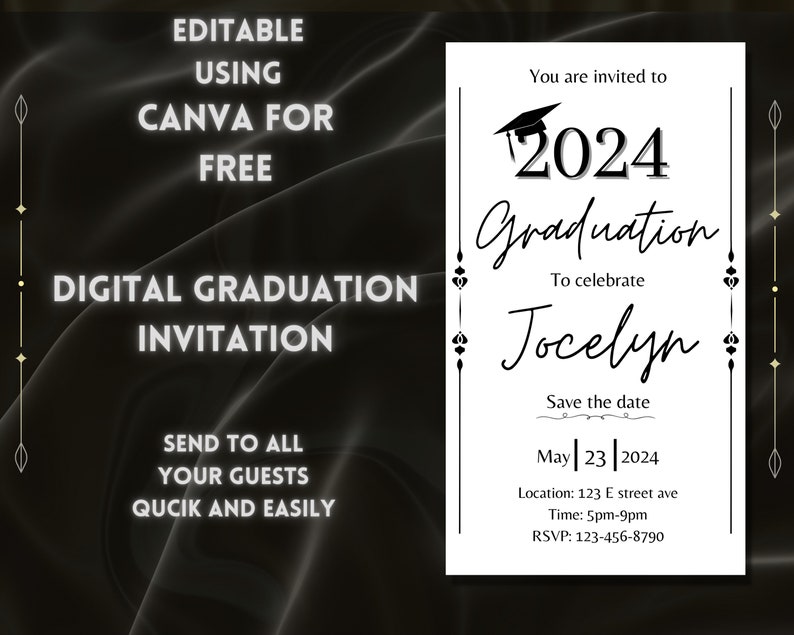 Graduation Invitation Editable Template College Grad Announcement Class ...