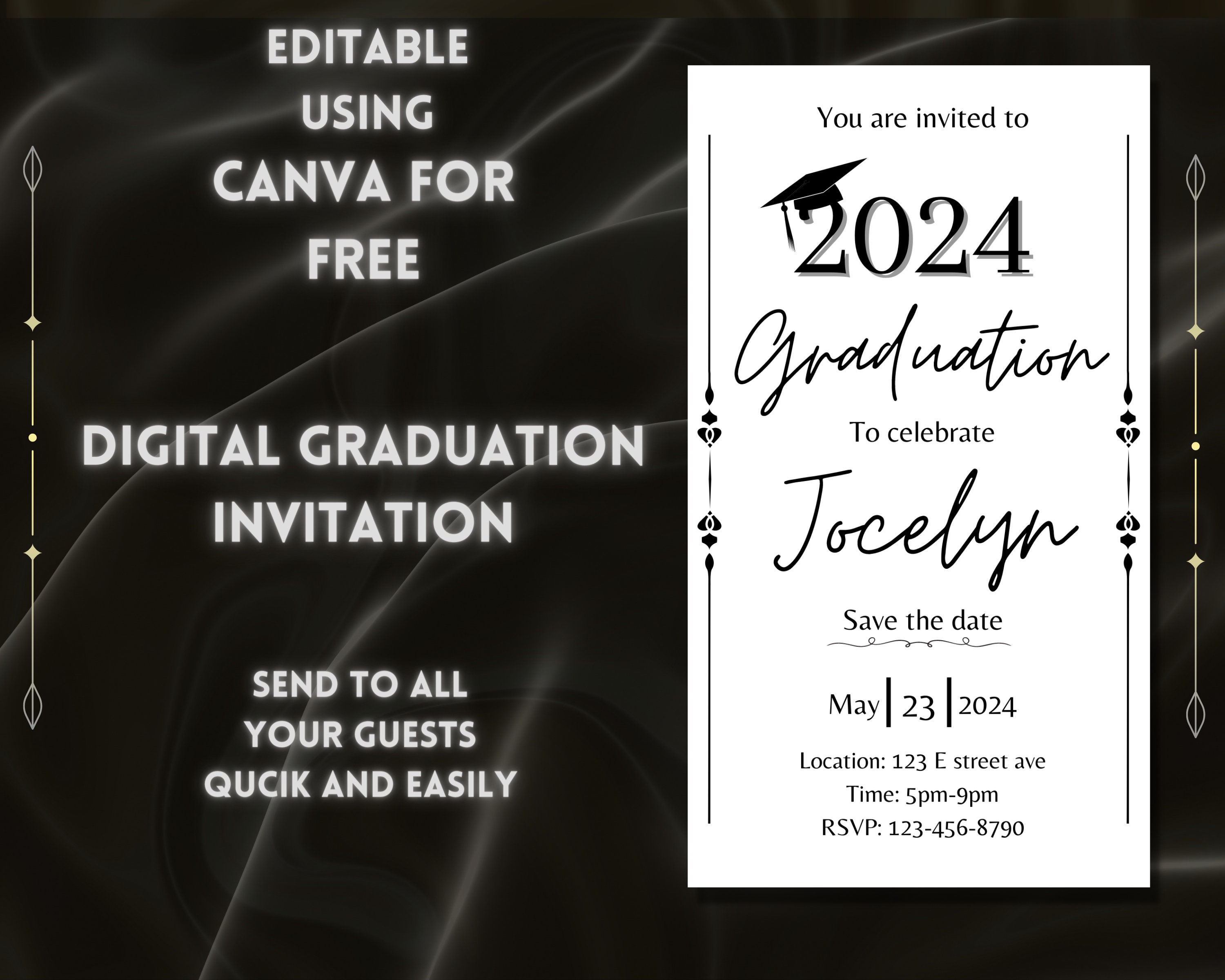Graduation Invitation Editable Template College Grad Announcement Class ...