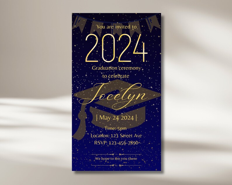 Electronic Graduation Invitation Editable Template College Grad ...