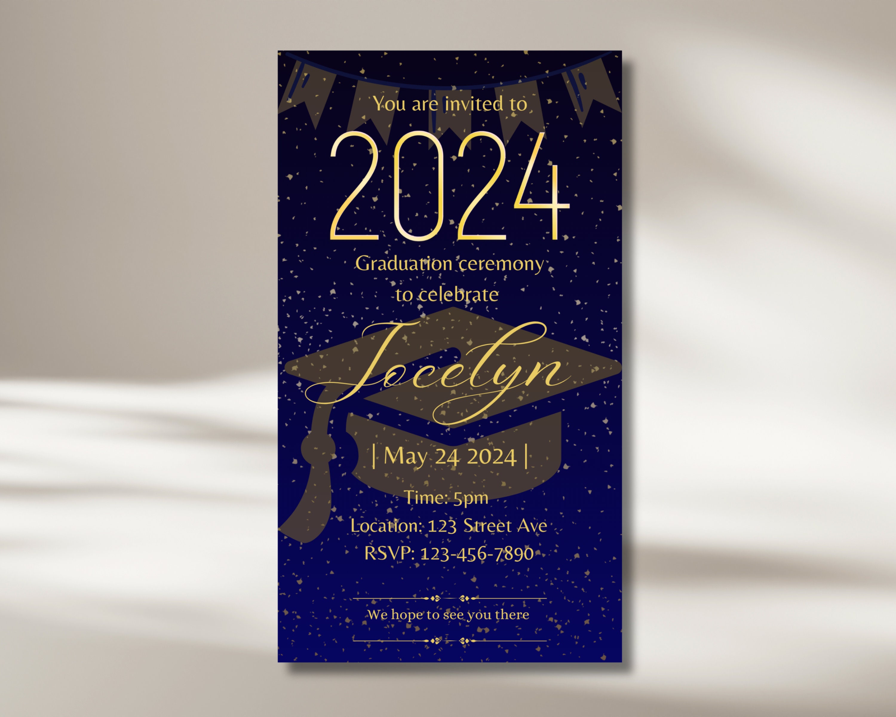 Electronic Graduation Invitation Editable Template College Grad ...