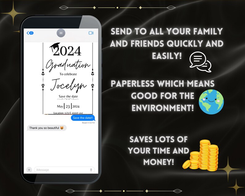 Graduation Invitation Editable Template College Grad Announcement Class ...