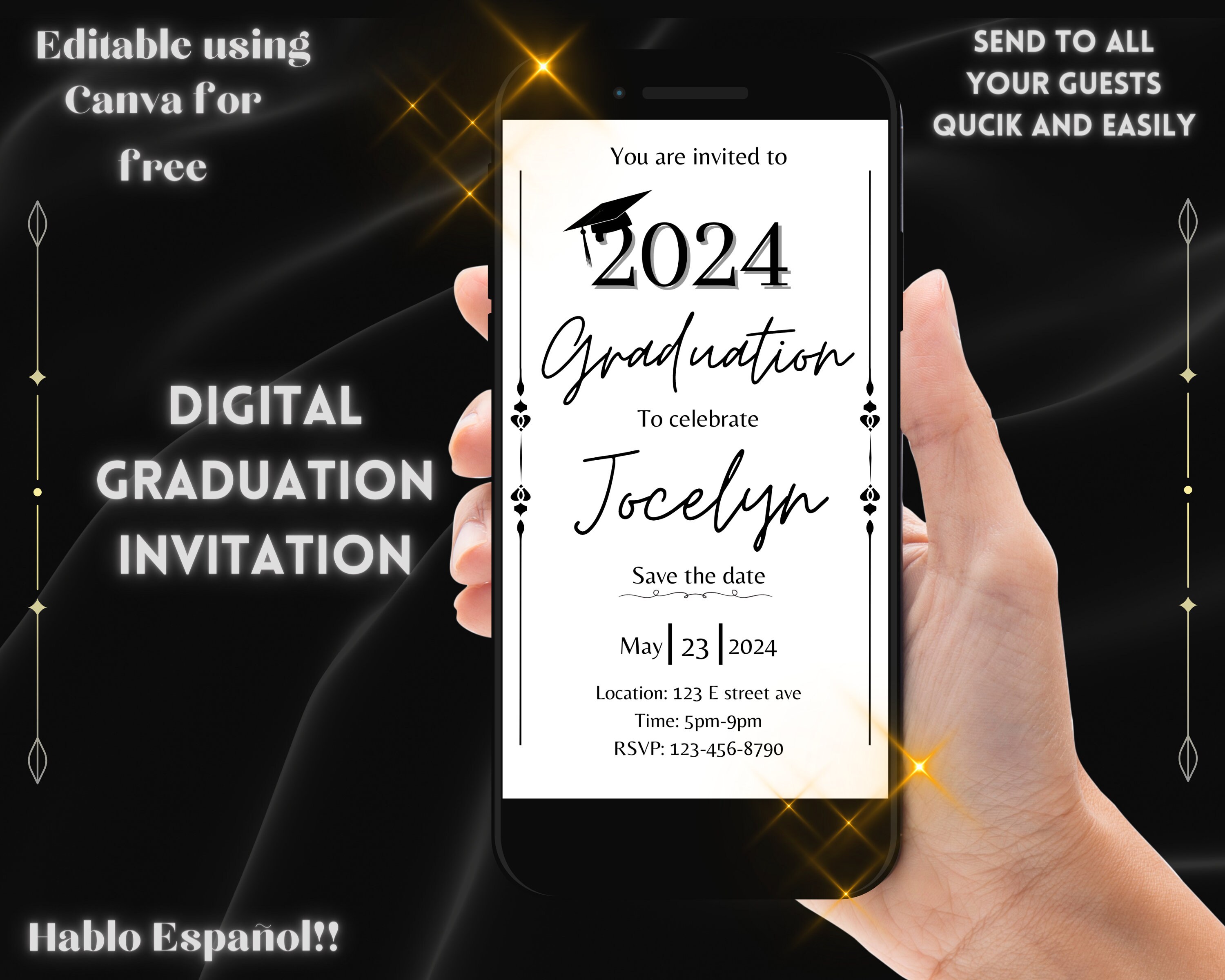 Graduation Invitation Editable Template College Grad Announcement Class ...