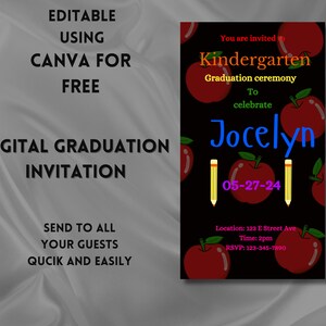 Editable Kindergarten Graduation Invitation Digital Template for ...