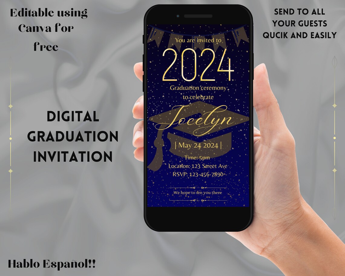 Electronic Graduation Invitation Editable Template College Grad ...