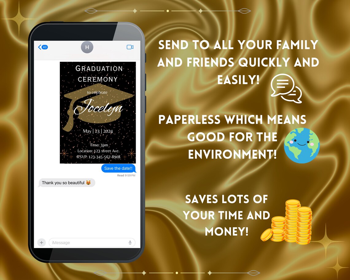 Graduation Ceremony Invitation Digital Electronic Graduation Invitation ...