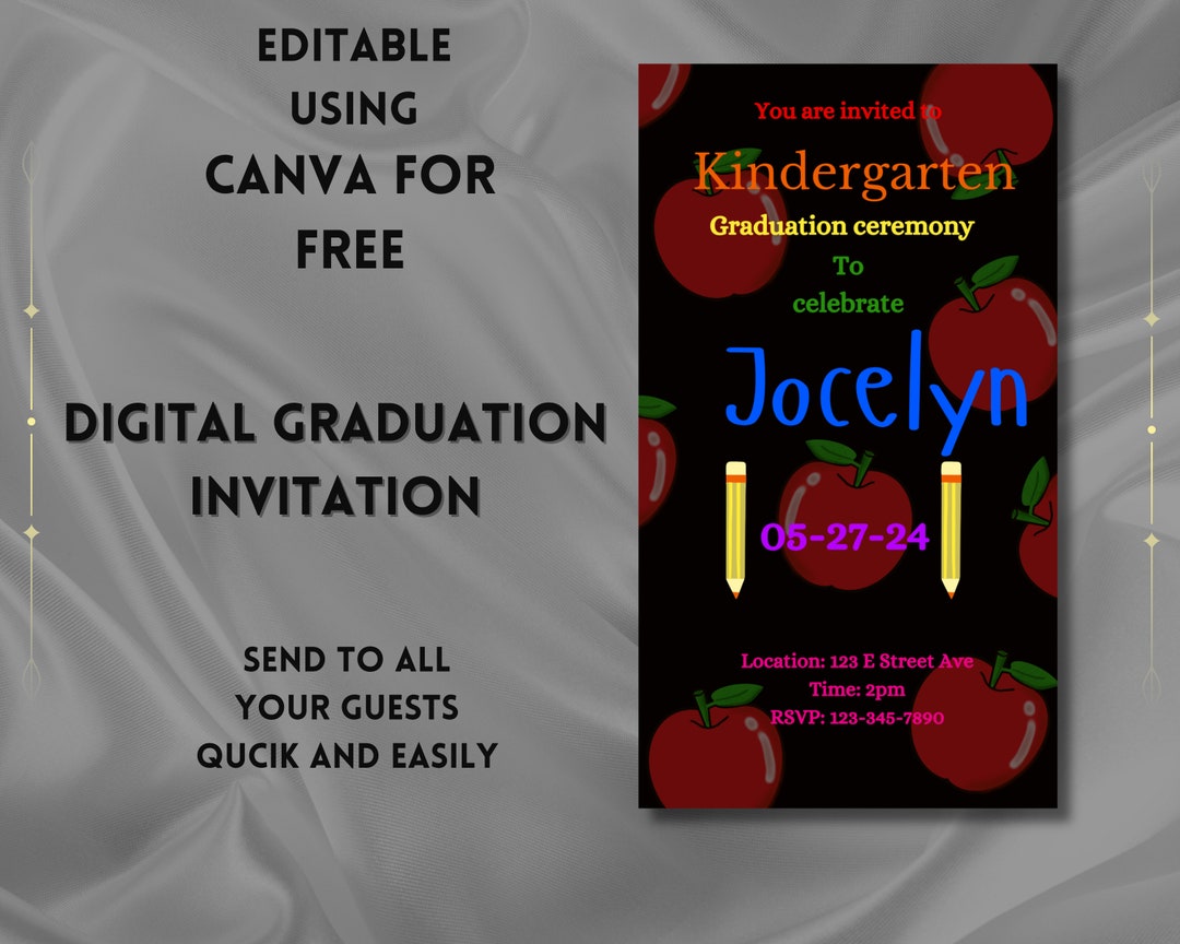 Editable Kindergarten Graduation Invitation Digital Template for ...