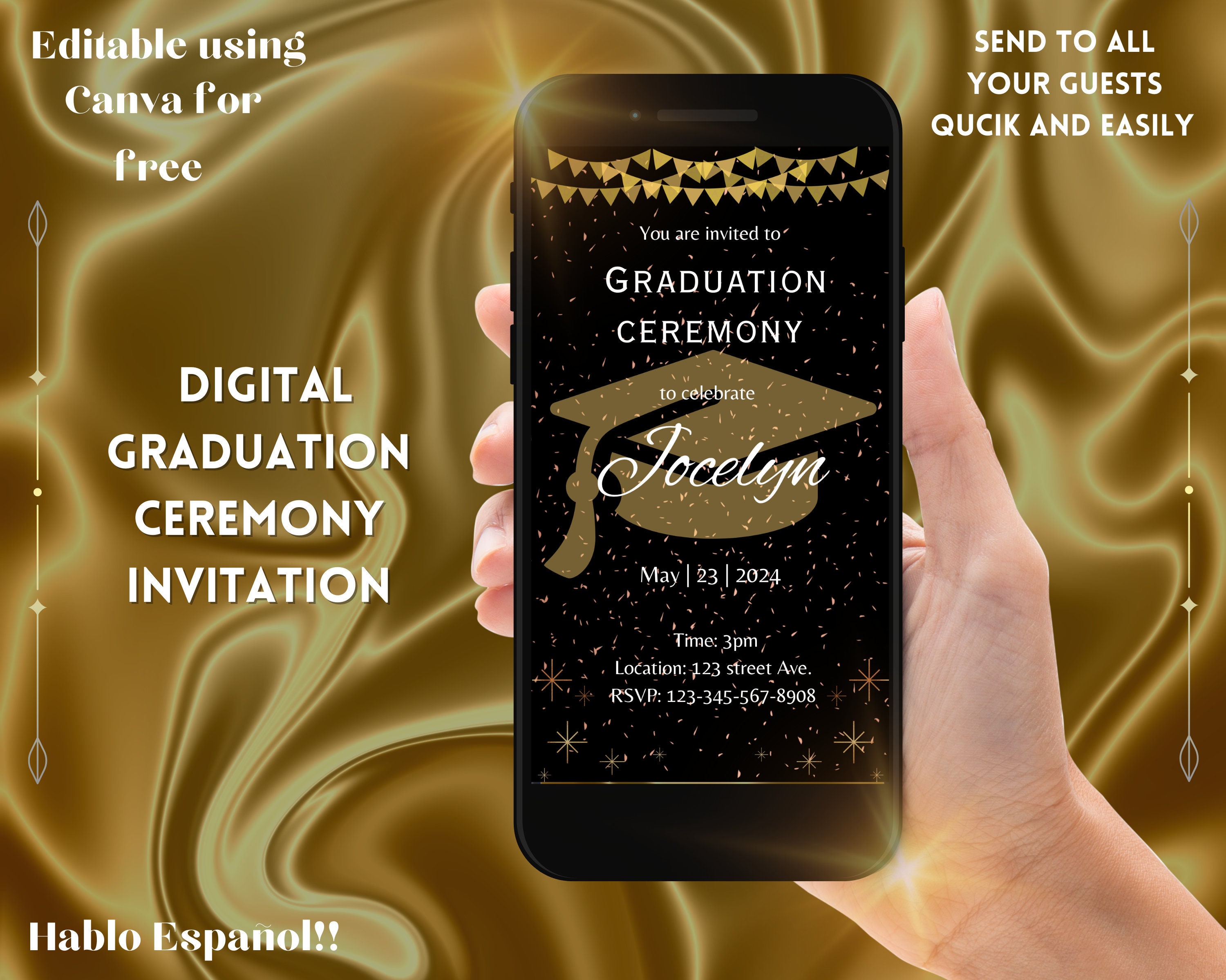 Graduation Ceremony Invitation Digital Electronic Graduation Invitation ...