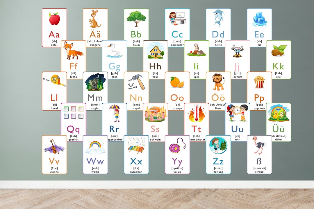 German Alphabet Flashcards Karteikarten Mit Deutschem Alphabet ...