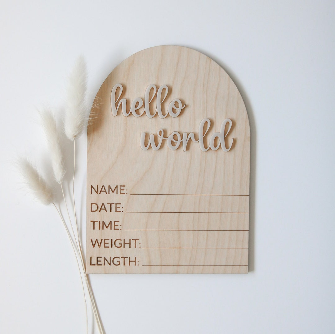 Hello World Baby Stat Sign | Acrylic Birth Announcement | Hello World ...