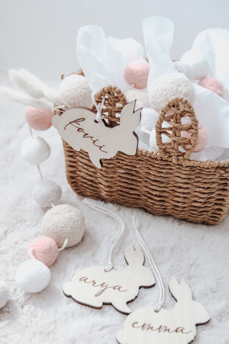 Minimalist Easter Basket Name Tag | Custom Name Tag | Bunny Name Tag ...