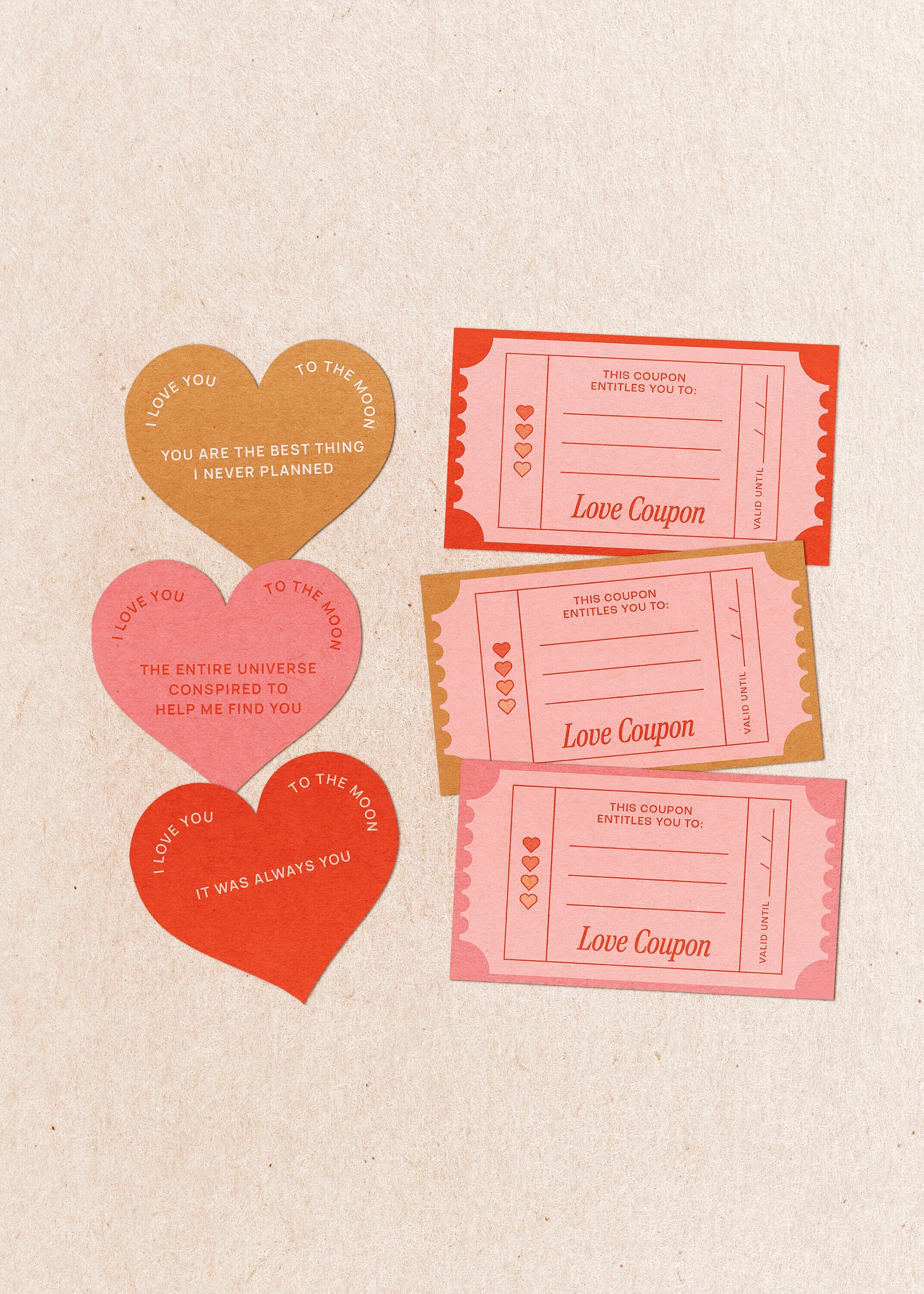 Printable Valentines Hearts and Coupons, DIY Love Tokens, DIY ...
