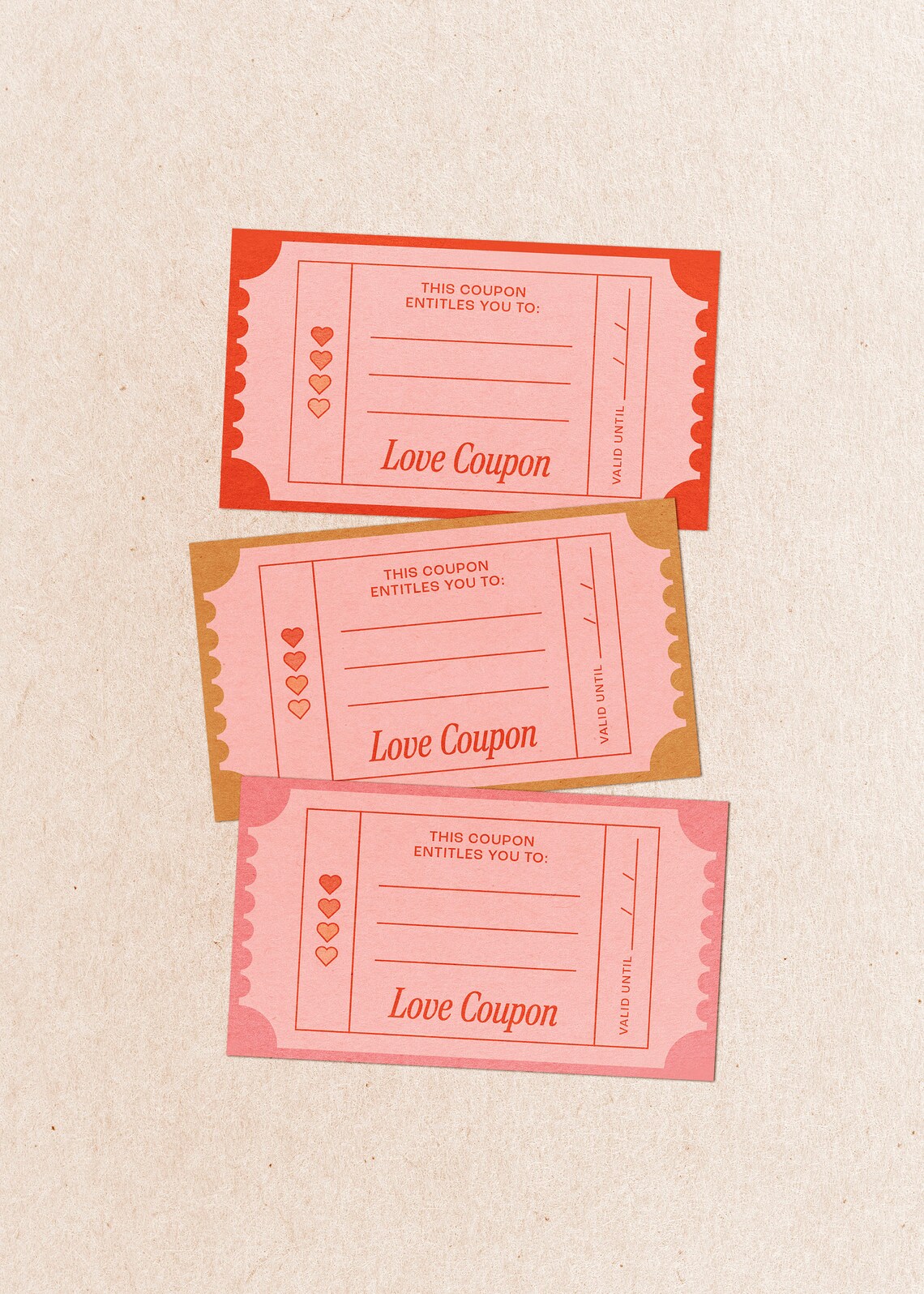Printable Valentines Hearts and Coupons, DIY Love Tokens, DIY ...