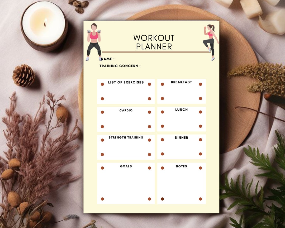 Workout Planner, Daily Exercise Tracker, Fitness Planner, Workout ...