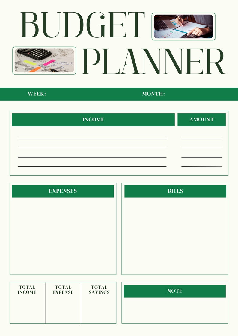 Budget Planner Printable , Budget Tracker Template, Finance Tracker, A4 ...