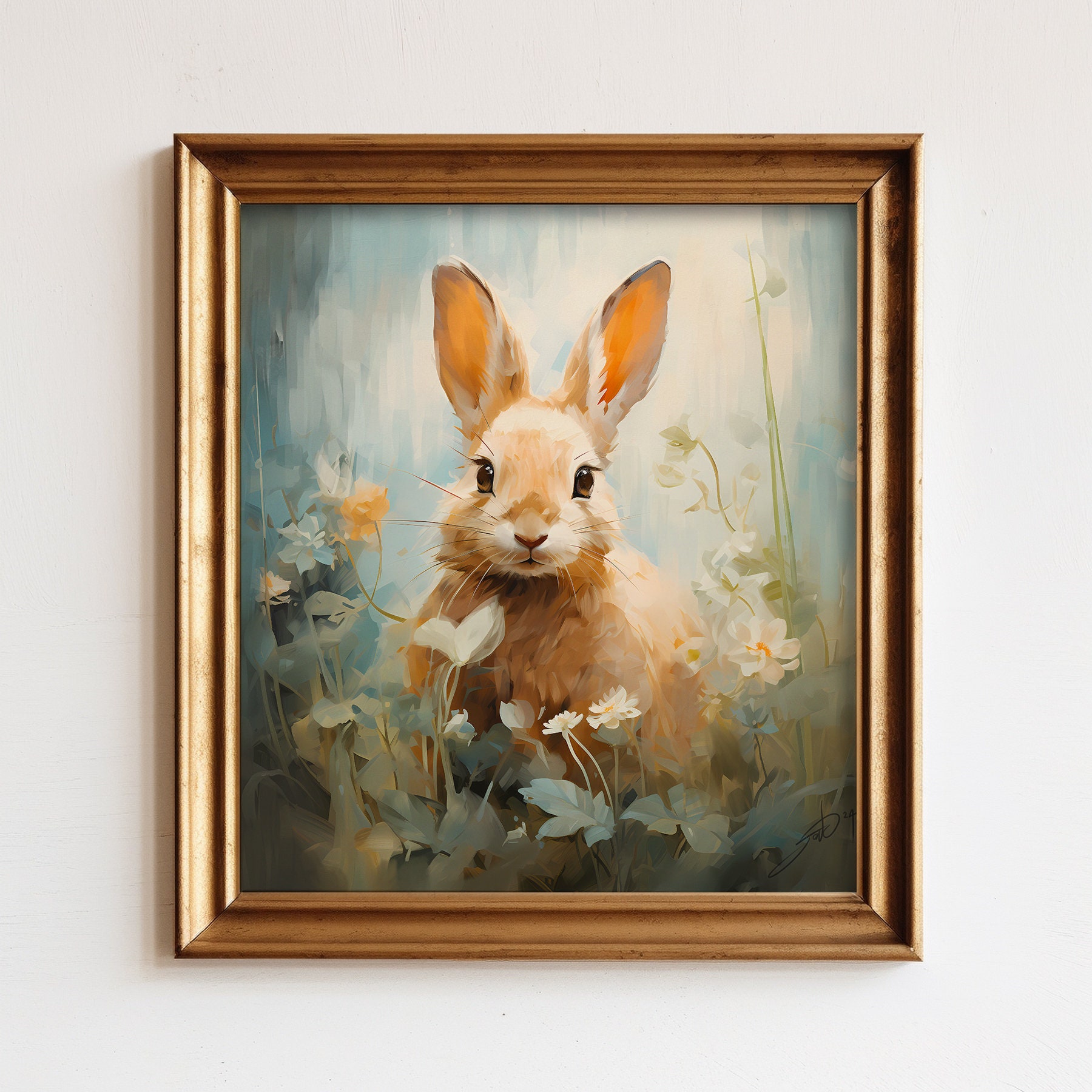 Printable Art Curious Rabbit Bunny Print Printable Bunny Painting ...