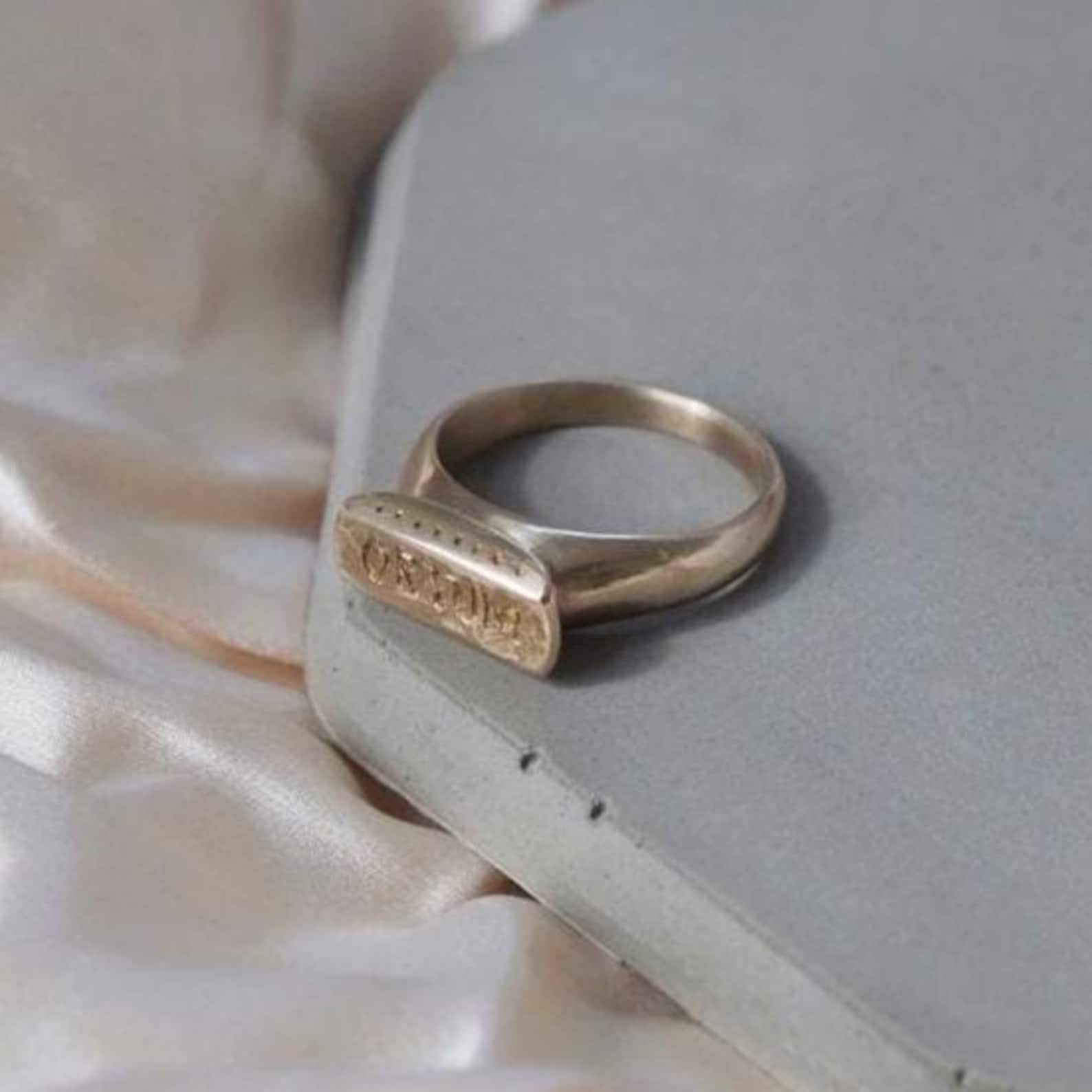 Latin Text Signet Ring - Etsy