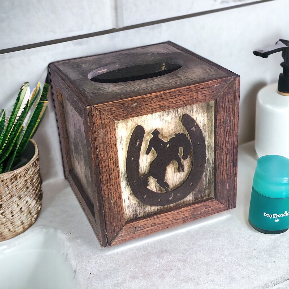 Modern Rustic Tissue Box Cover, Great Gift Idea Farmhouse Style Tissue ...