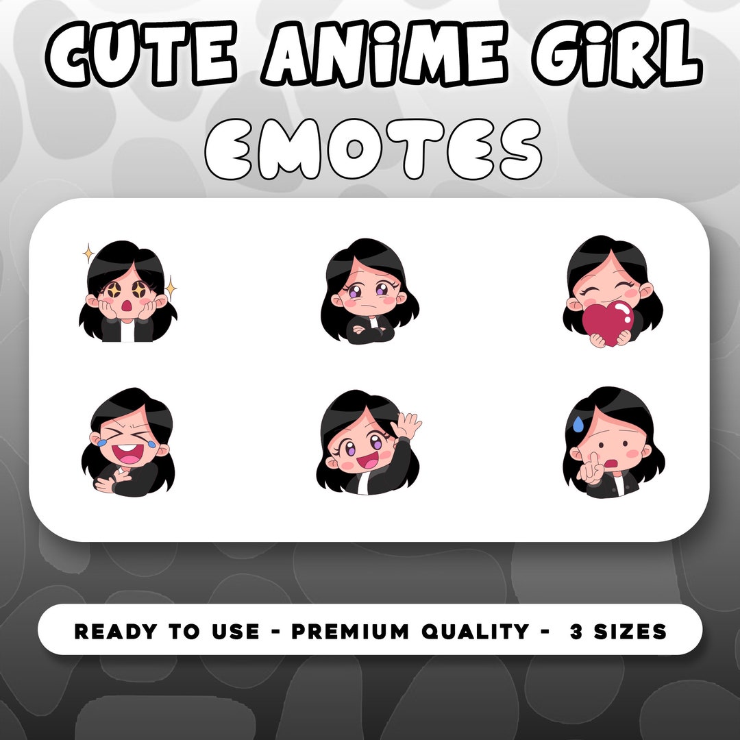 Cute Anime Girl Emotes Bundle Set 18 Sizes for Twitch in 6 Different ...