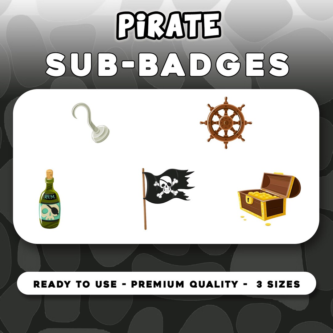Pirate Sub-badges for Twitch & Kick, Custom Streamer Badges, Pirate ...
