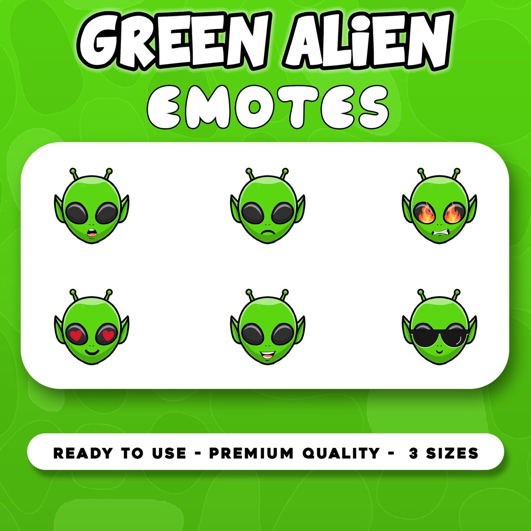 Alien Emotes Bundle Set 18 Sizes for Twitch in 6 Different Reactions ...
