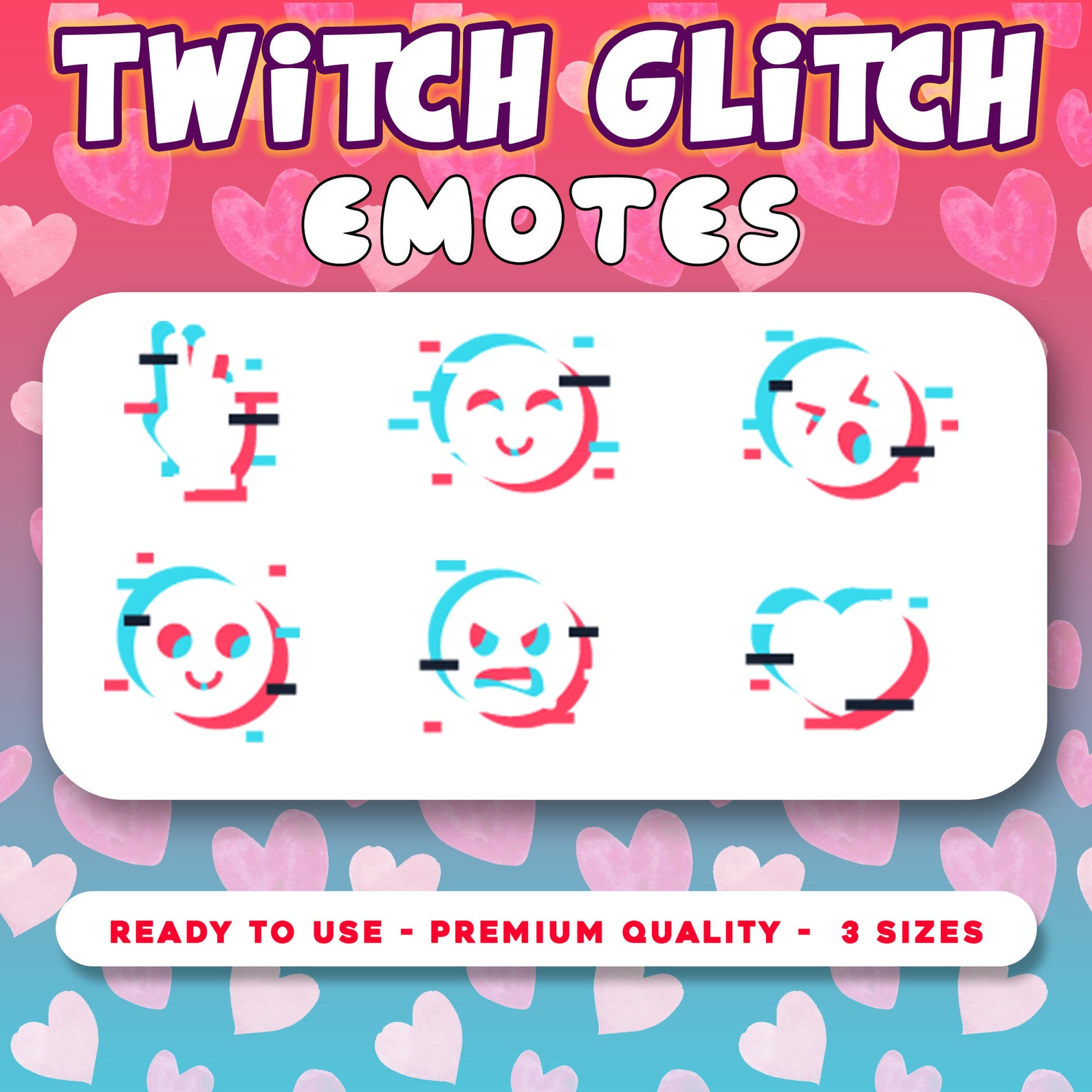 Glitch Emotes Theme Bundle Set 18 Sizes for Twitch in 6 Different ...