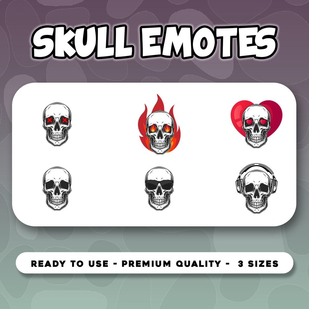 Skull Emotes Theme Bundle Set 18 Sizes for Twitch in 6 Different ...