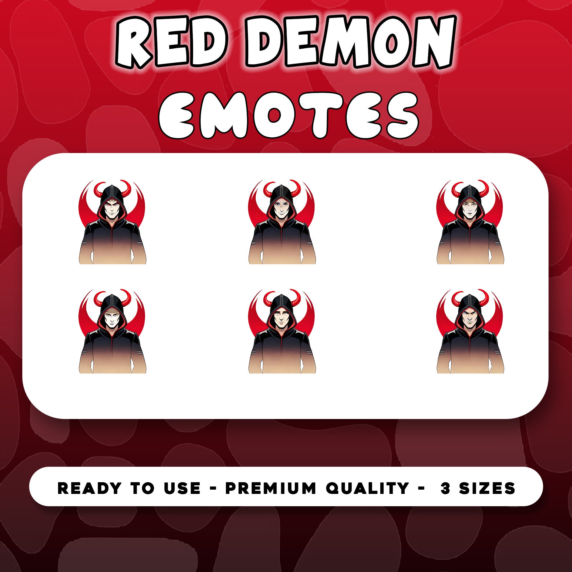 Red Demon Emotes Theme Bundle Set 18 Sizes for Twitch in 6 Different ...