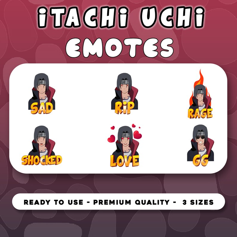 Ithachi Uchi Emotes Theme Bundle Set 18 Sizes for Twitch in 6 Different ...