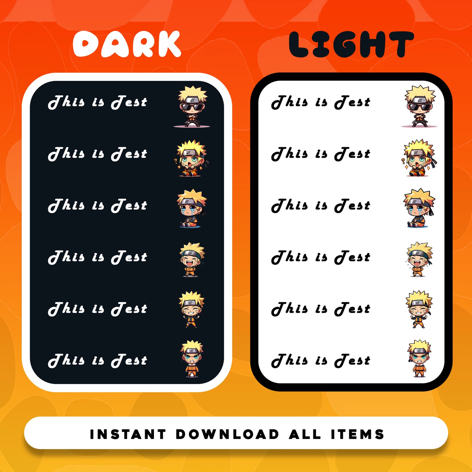 Chibi Naruto Emotes Bundle Set 18 Sizes for Twitch in 6 Different ...