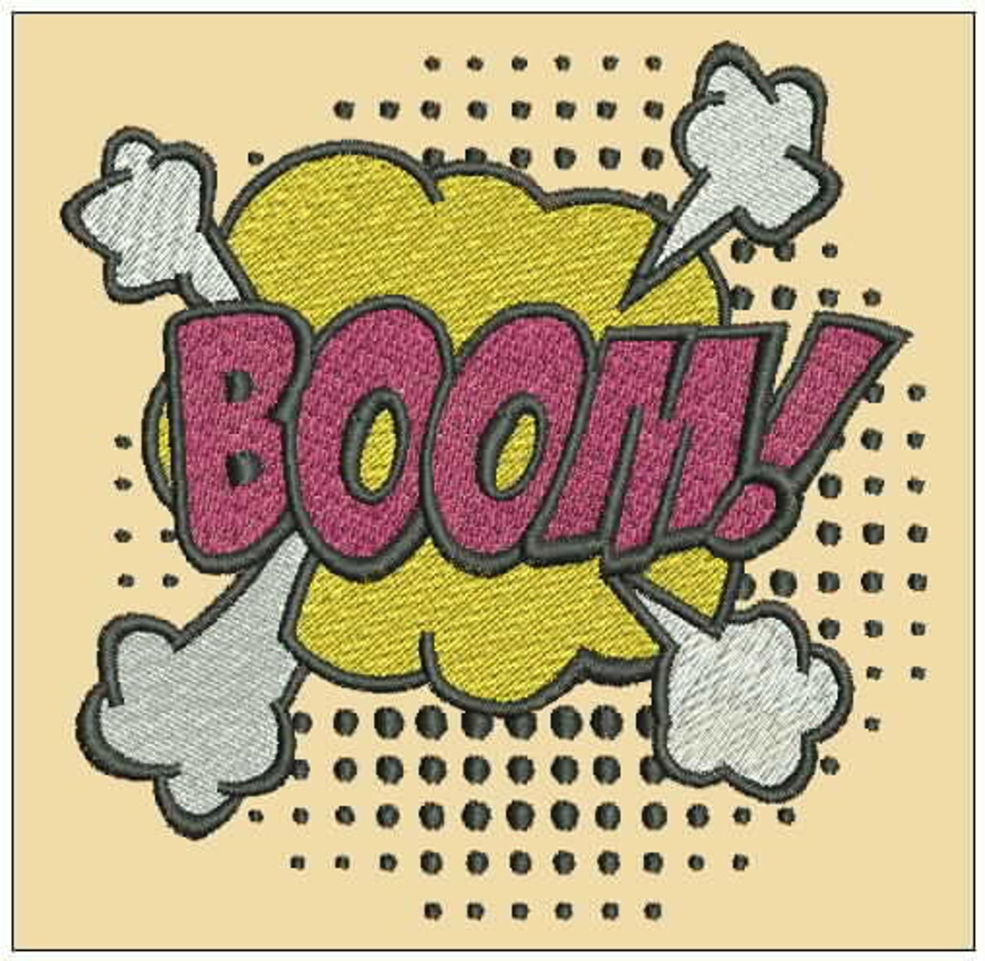 Cartoon Boom Embroidery Design, Boom Applique Embroidery File- Boom ...