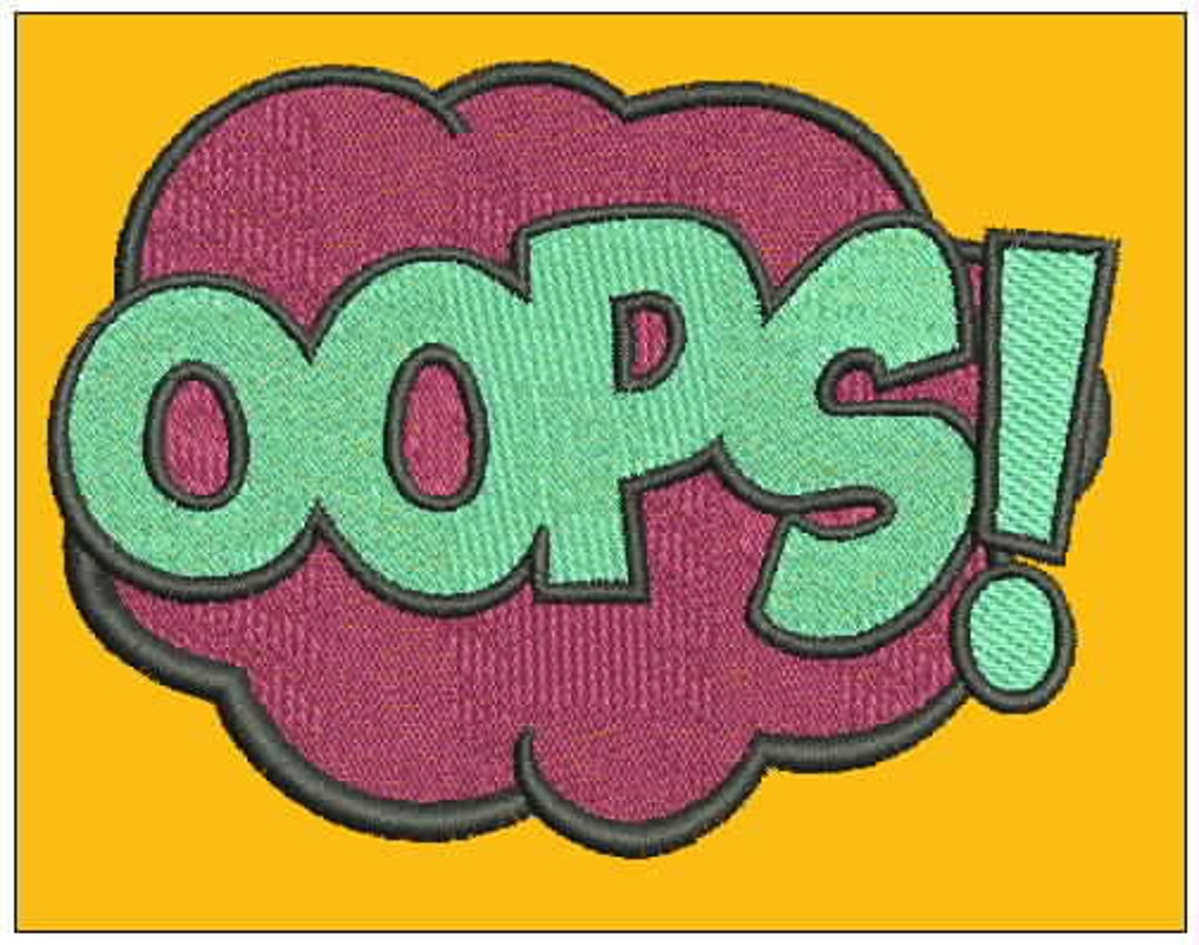 Oops Embroidery Design, Oops Applique Embroidery File Oops Machine ...