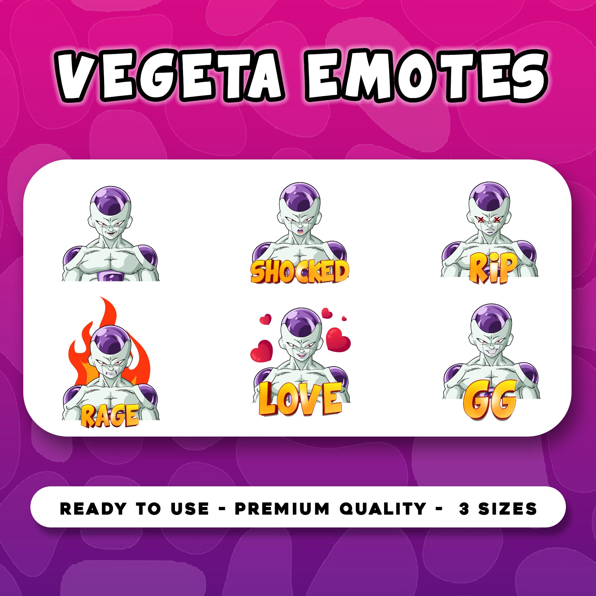 Frieza Emotes Theme Bundle Set 18 Sizes for Twitch in 6 Different ...