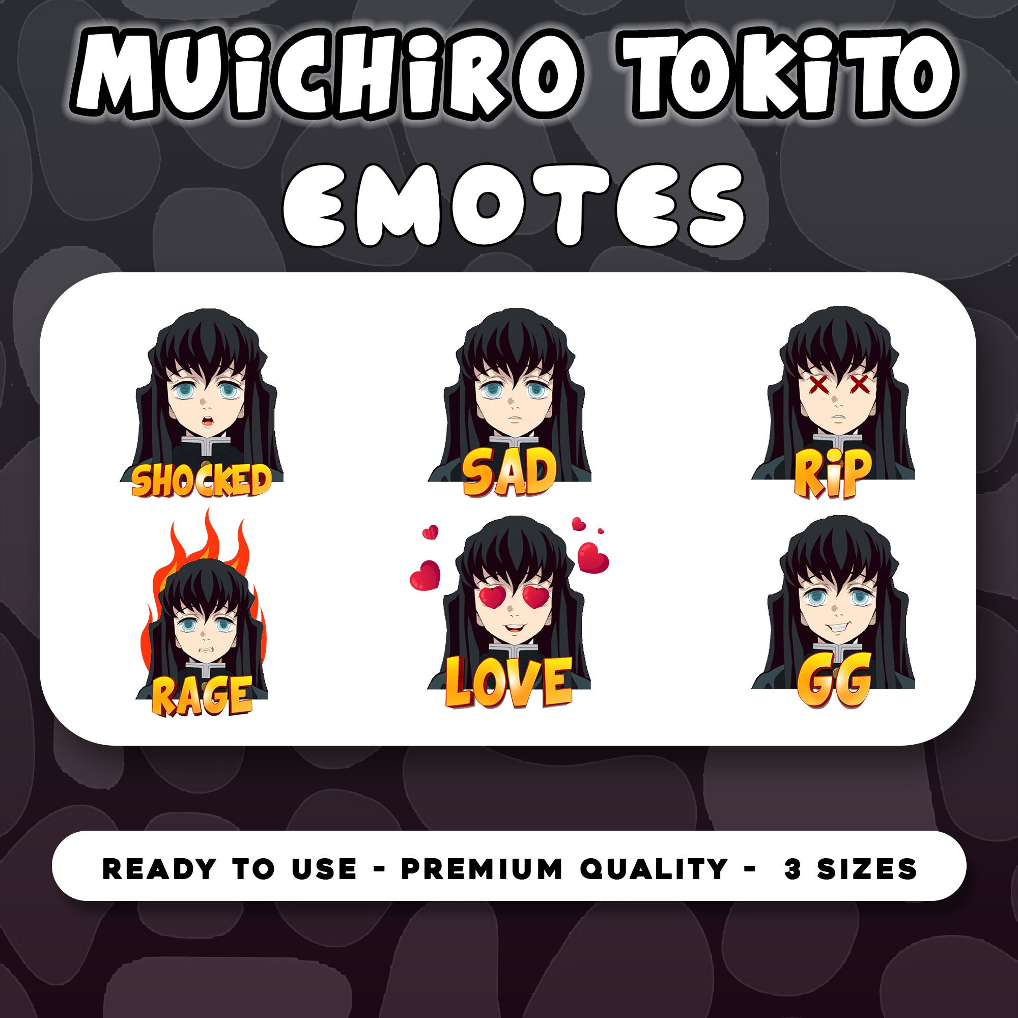 Muichiro Tokito Emotes Theme Bundle Set 18 Sizes for Twitch in 6 ...