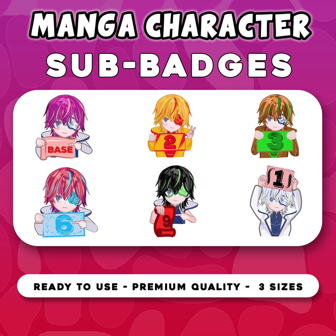 Manga Character Sub-badges for Twitch & Kick, Custom Streamer Badges ...