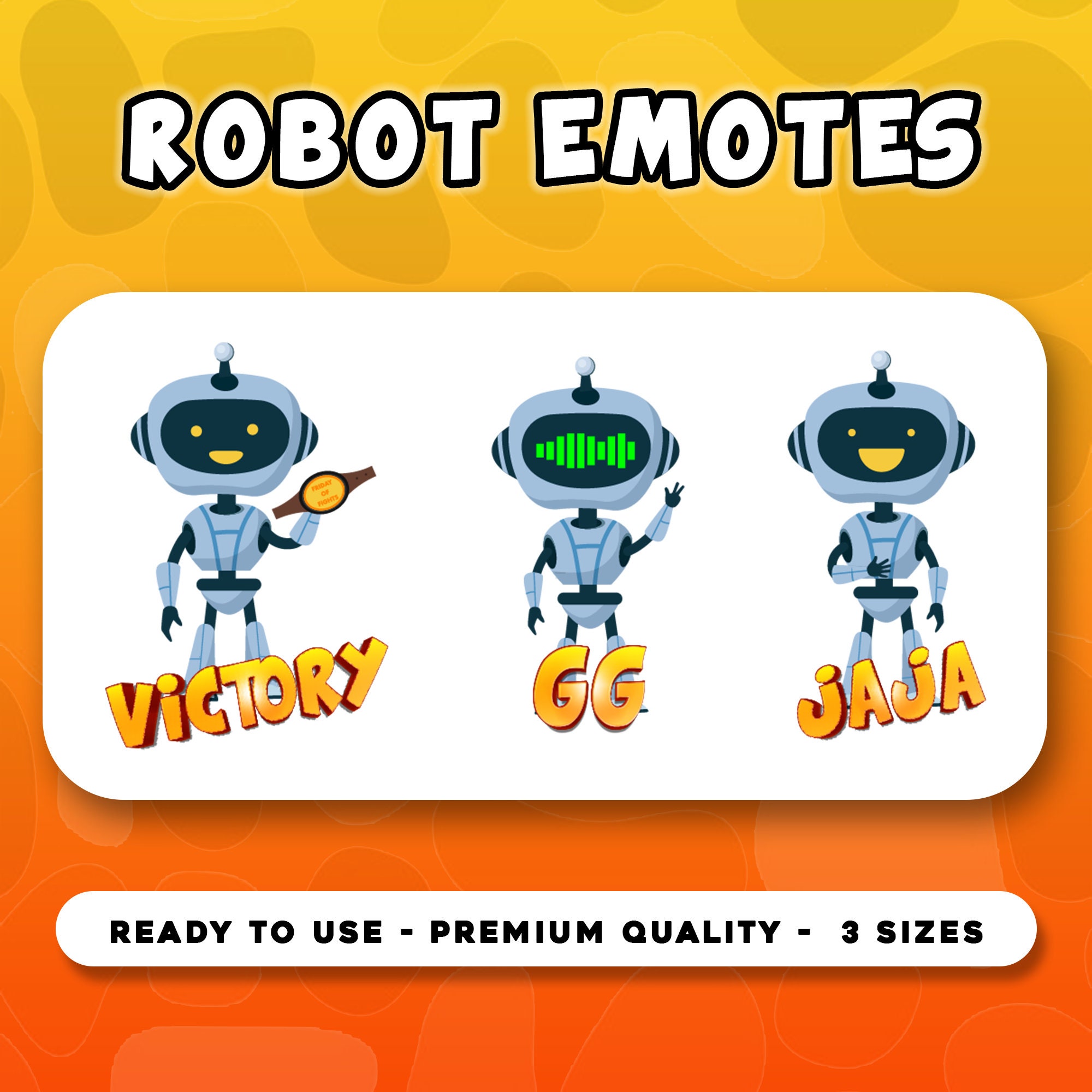 Robot Emotes Theme Bundle Set 9 Sizes for Twitch in 6 Different ...