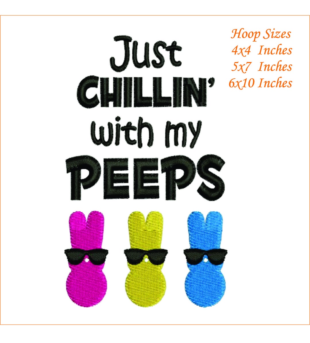 Peeps Easter Embroidery Design, Peeps Easter Applique Embroidery File ...