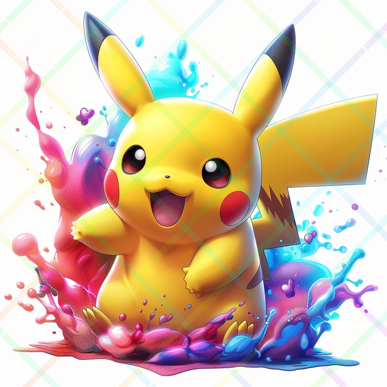 Pokemon PNG Instant Download,3d Splash and Watercolor Digital Design ...