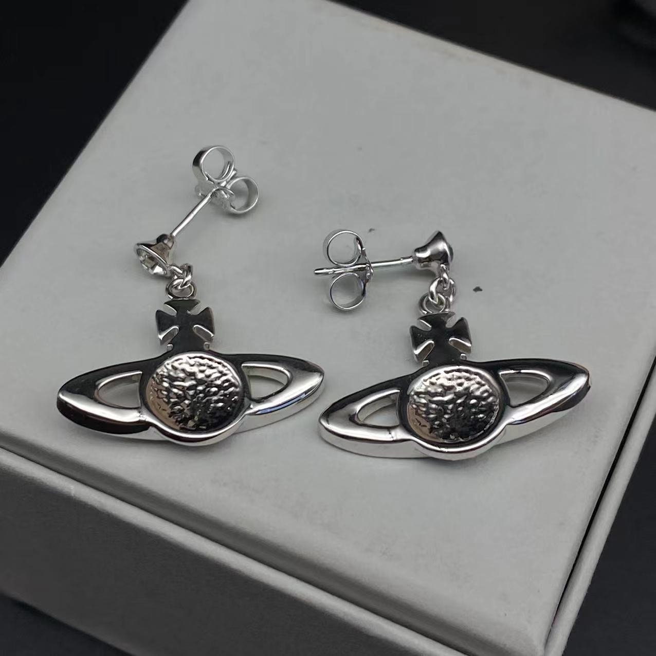 Vivienne Westwood Silver Saturn Dangling Earrings Etsy