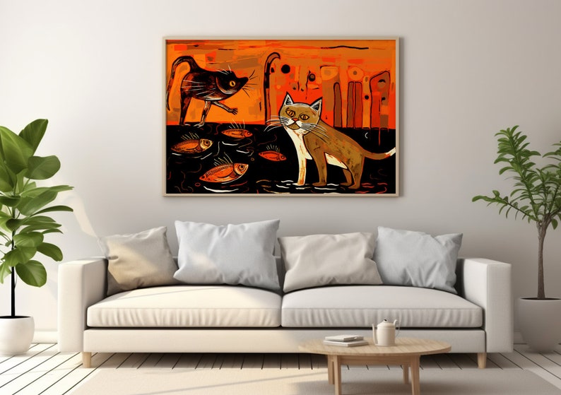 Cat Expressionism Digital Art Wall Print, Digital Prints, Printable Art ...