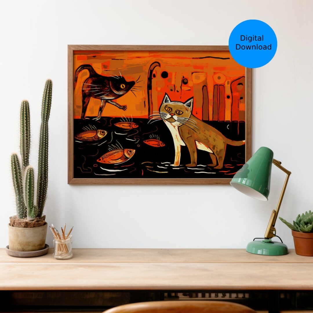 Cat Expressionism Digital Art Wall Print, Digital Prints, Printable Art ...
