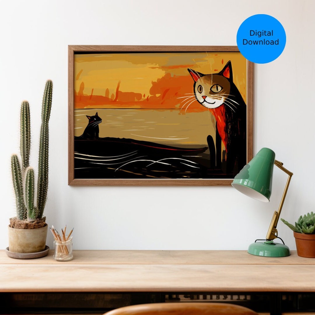 Cat Expressionism Digital Art Wall Print, Digital Prints, Printable Art ...