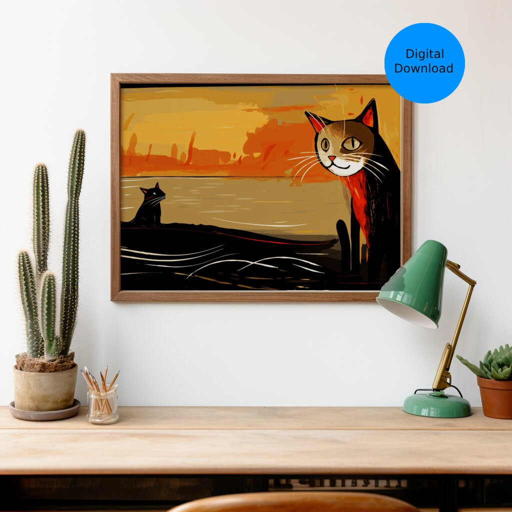 Cat Expressionism Digital Art Wall Print, Digital Prints, Printable Art ...
