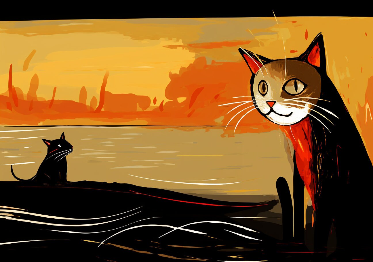 Cat Expressionism Digital Art Wall Print, Digital Prints, Printable Art ...