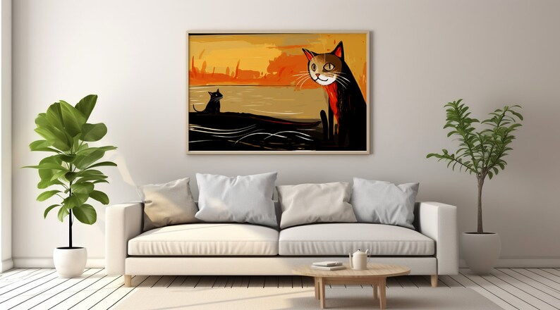 Cat Expressionism Digital Art Wall Print, Digital Prints, Printable Art ...