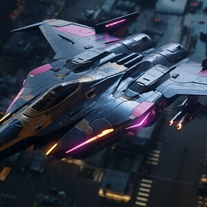 Futuristic Fighter Jet Cyberpunk Style 16:9 - Etsy