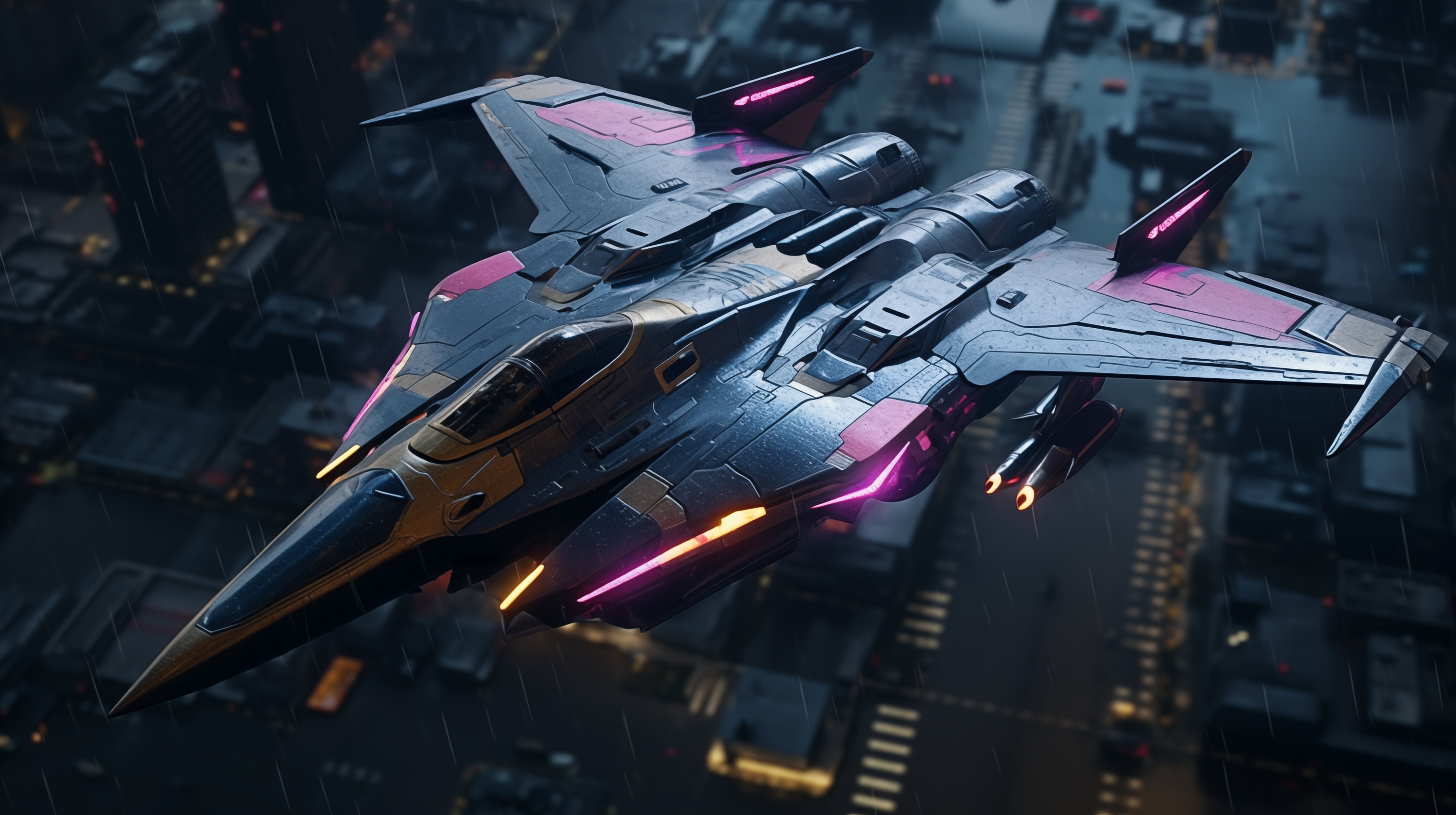 Futuristic Fighter Jet Cyberpunk Style 16:9 - Etsy