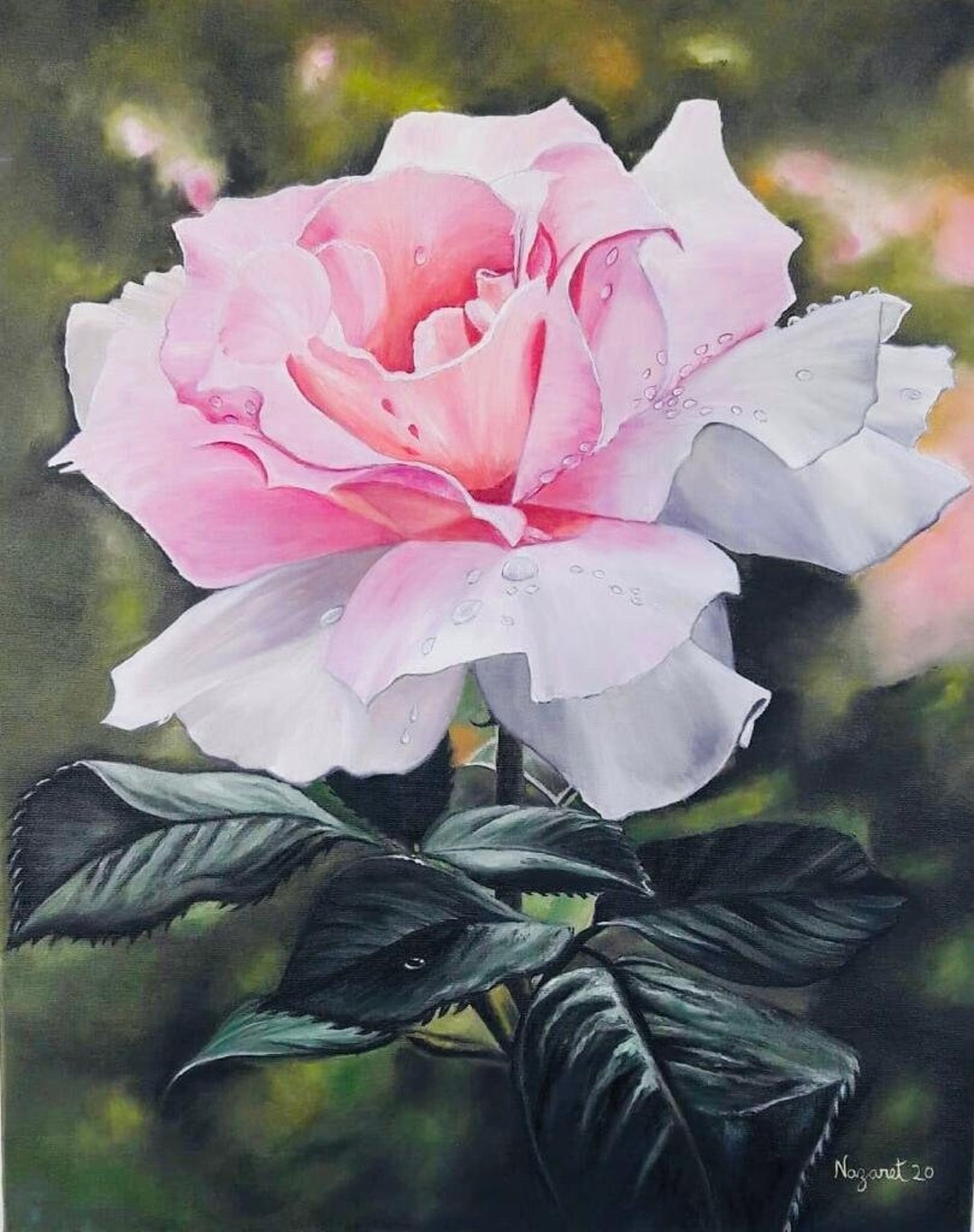 Pink, Flower Original Oil Painting, Art Work, Realism, Oil on Canvas ...
