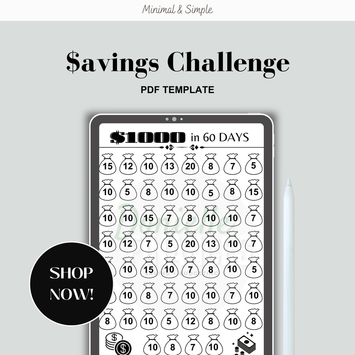 1000 in 60 Days Savings Challenge - Etsy